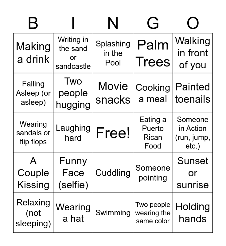 Photography Gotcha BINGO Card
