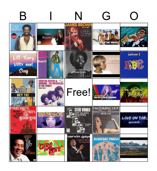 Black History Month Music Bingo Card