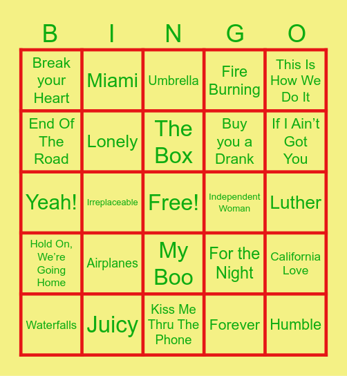 MUSICAL BINGO Card