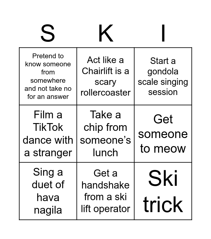 Ski Slayer Bingo V2 Bingo Card