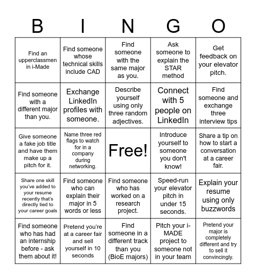 i-MADE Networking Bingo! Bingo Card
