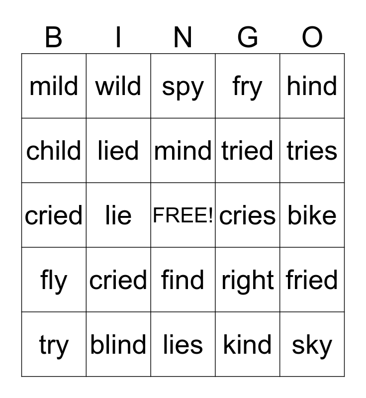 Long Vowel /i/ BINGO Card
