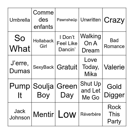 2005-09 Bingo Card
