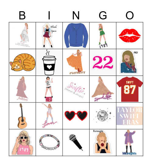 Taylor Swift Bingo Card