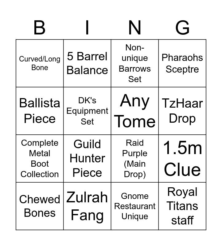 Normal Card Bingo Card