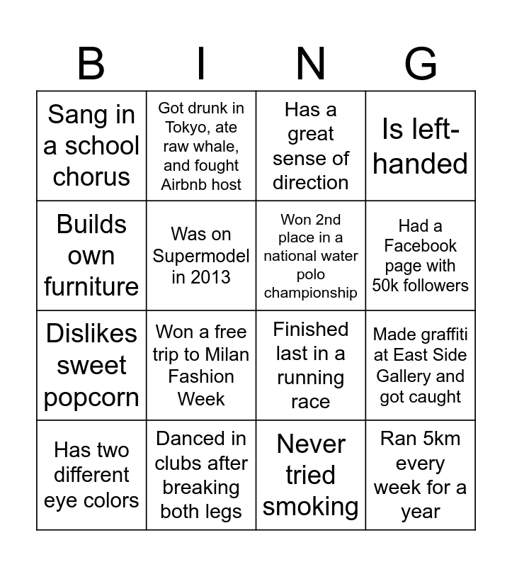 Bingo Card 3 Bingo Card