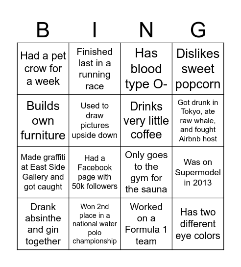 Bingo Card 5 Bingo Card