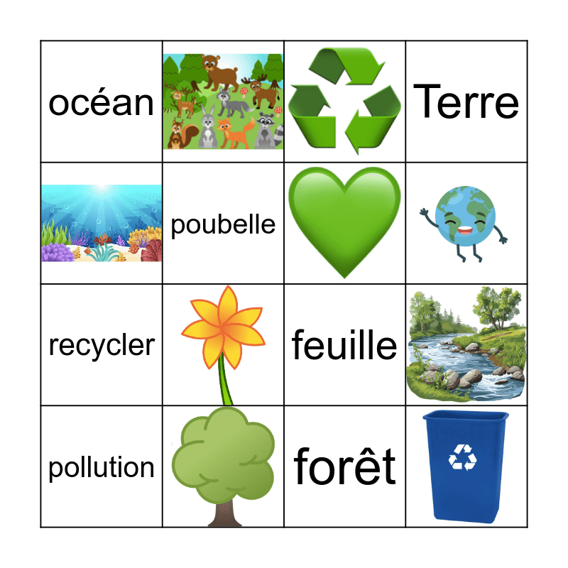 ENVIRONNEMENT Bingo Card