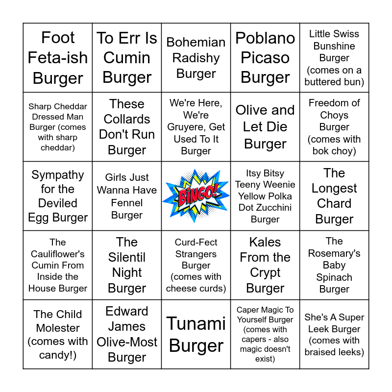 Bob's Burgers Bingo - Round 3 Bingo Card