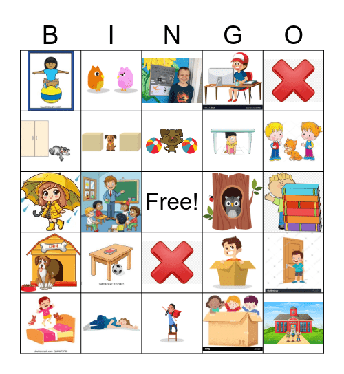 Prepositions of place Bingo Card