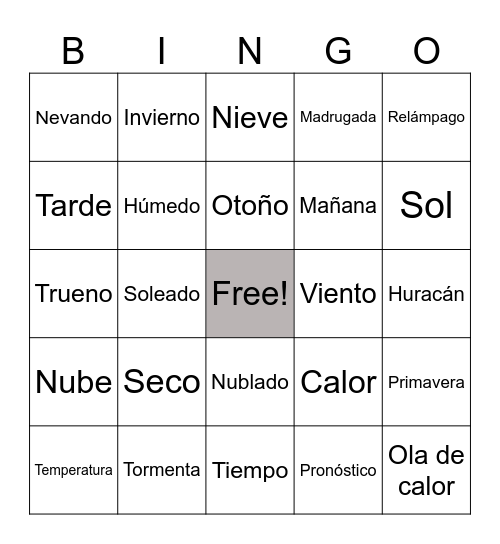 El Clima Bingo Card