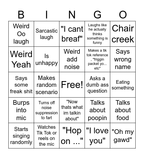 Adam Bingo Card
