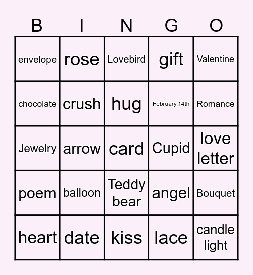 Valentine Bingo Card