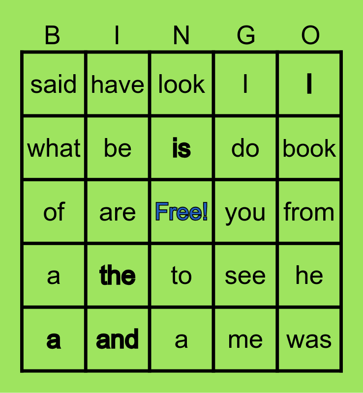 UFLI Sight Words Bingo Card