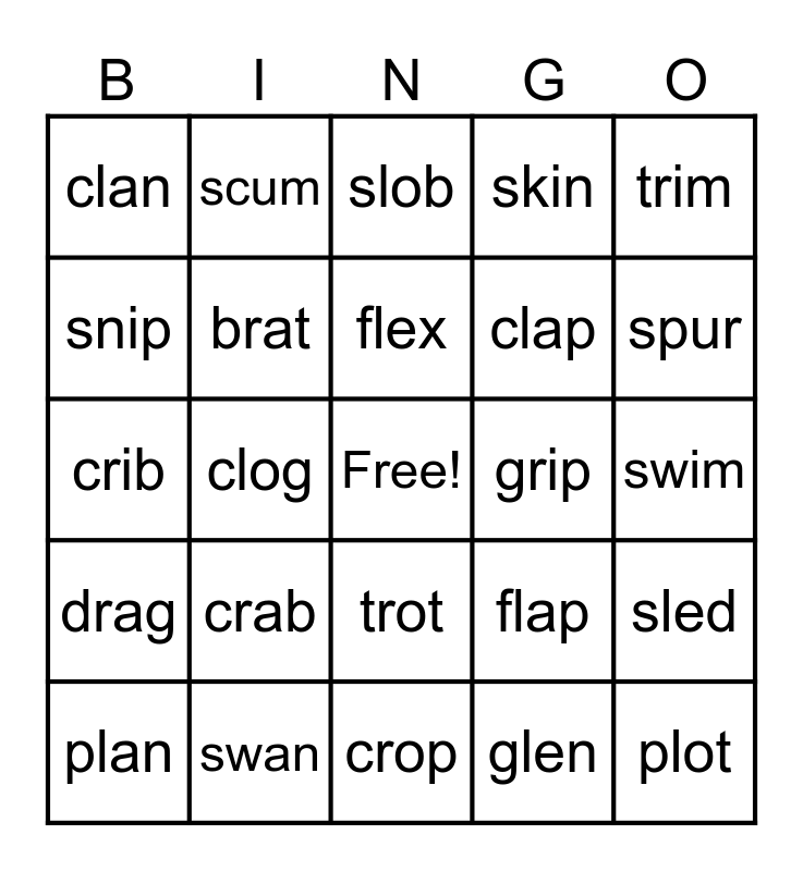 CCVC Word Bingo Card