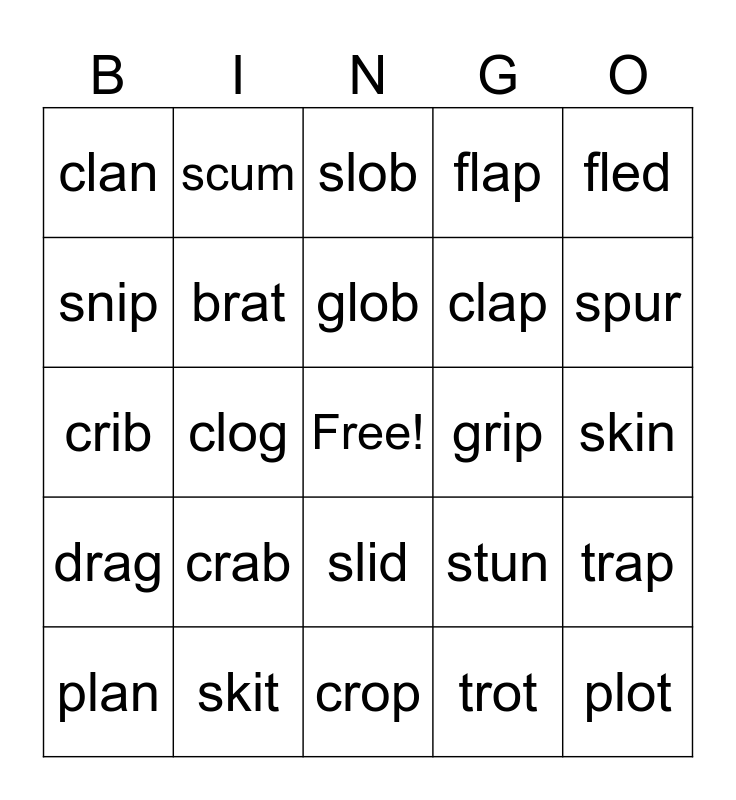 CCVC Word Bingo Card