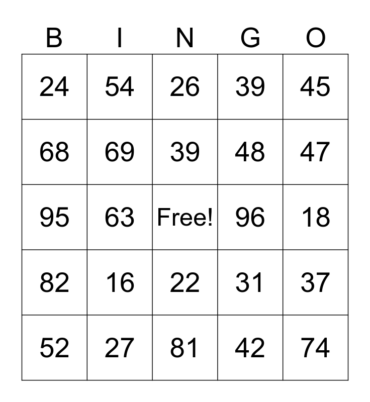 2 digit expanded form game Bingo Card