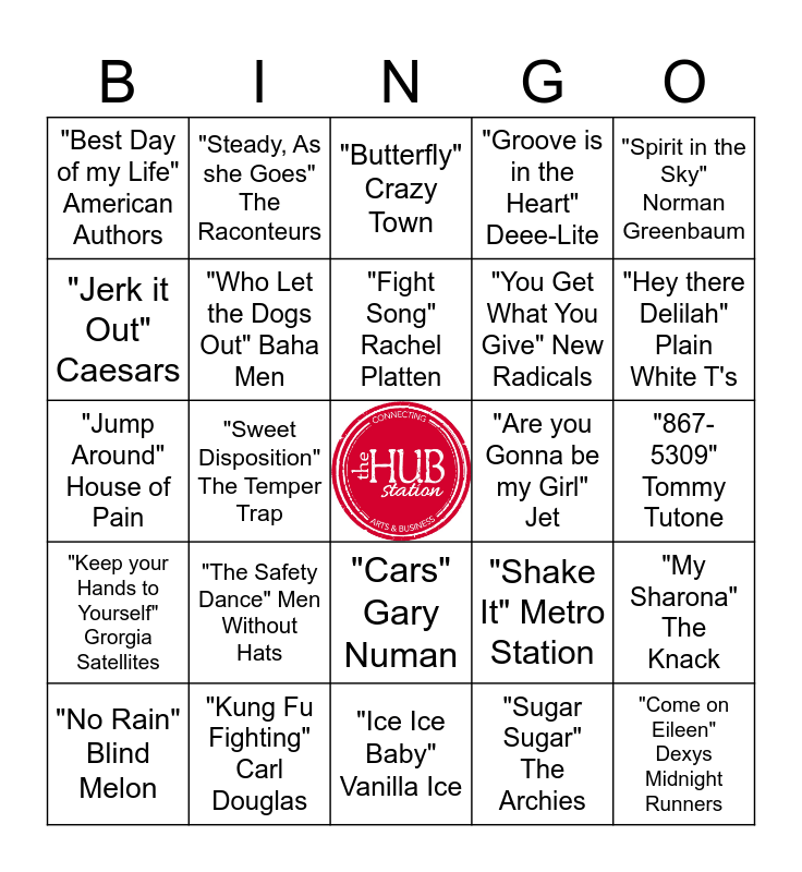 One Hit Wonders Bingo Card