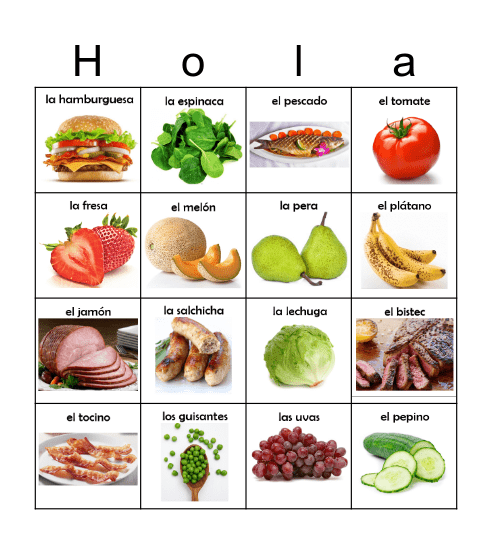 La Comida Bingo Card