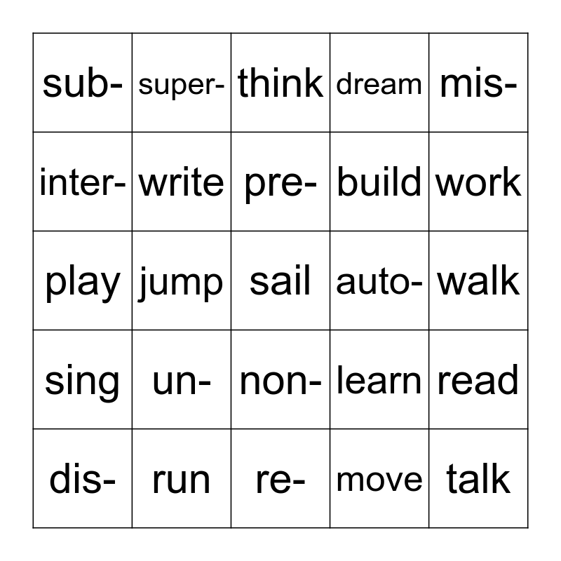 Word Engineer Bingo Card