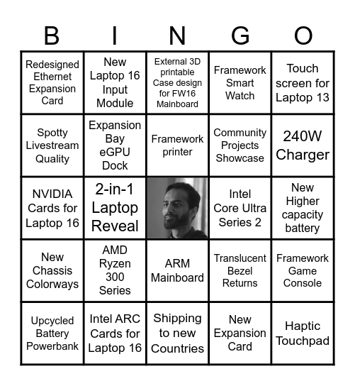 Framework Bingo Card