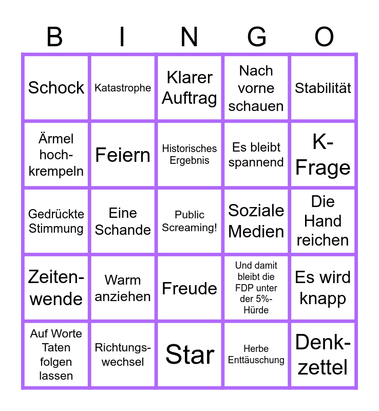 PUBLIC SCREAMING Bingo Card