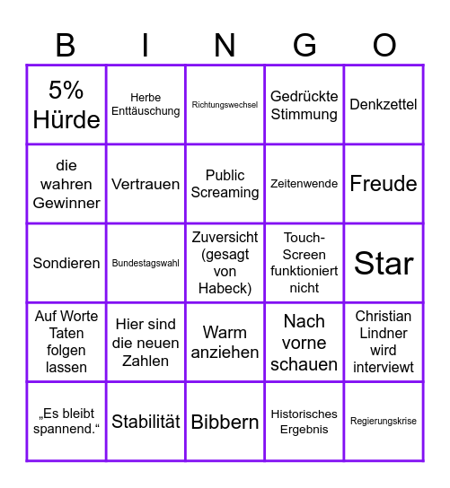PUBLIC SCREAMING Bingo Card