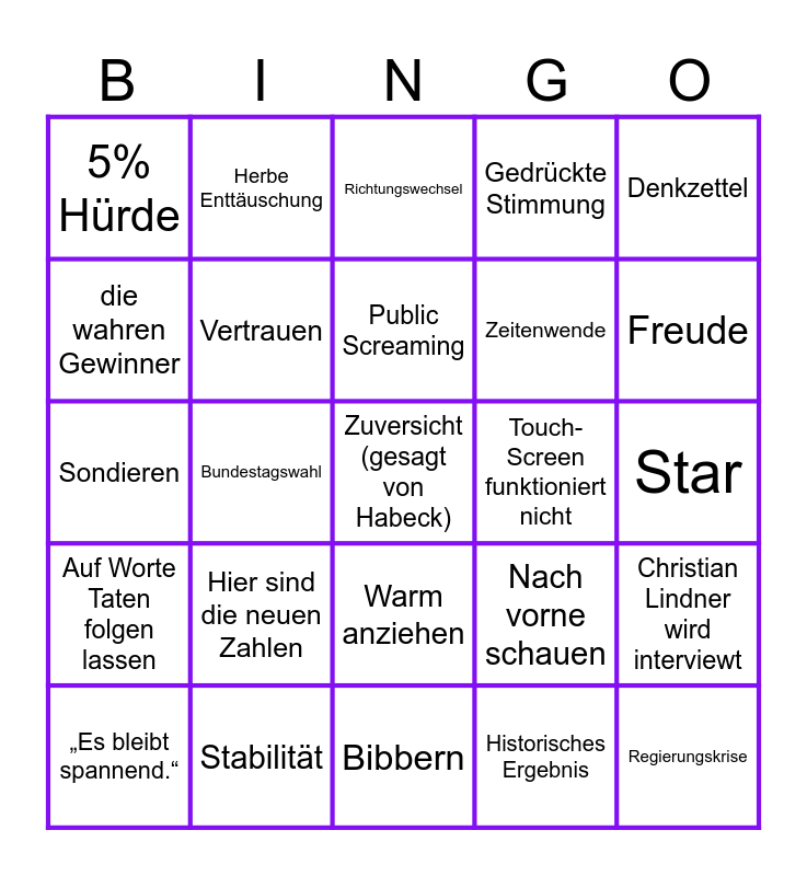 PUBLIC SCREAMING Bingo Card