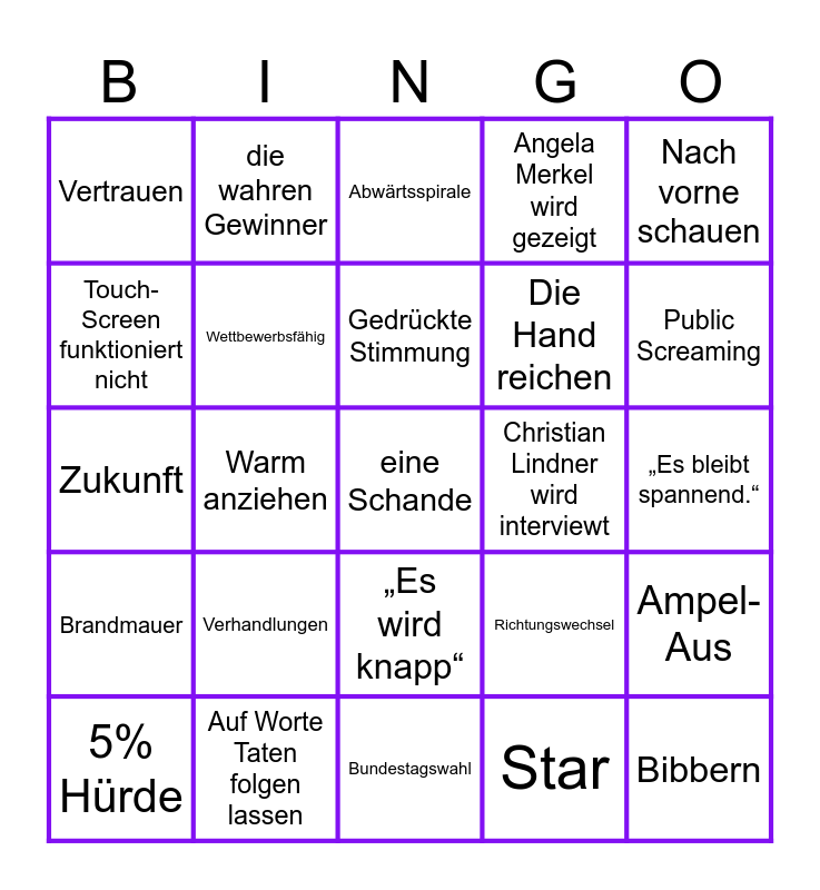 PUBLIC SCREAMING Bingo Card