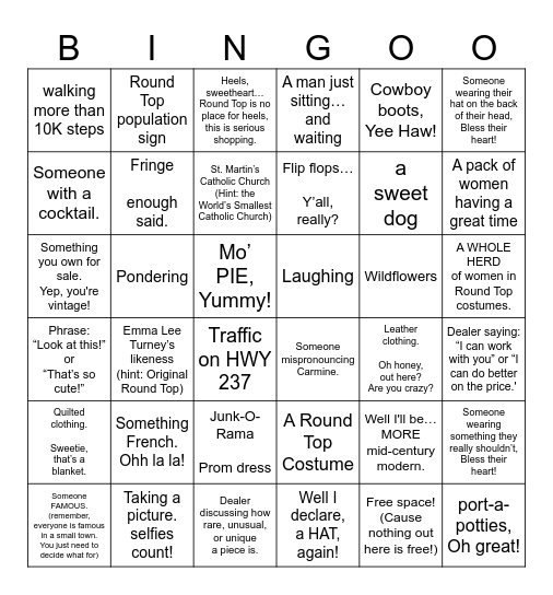 ROUND TOP Bingo Card