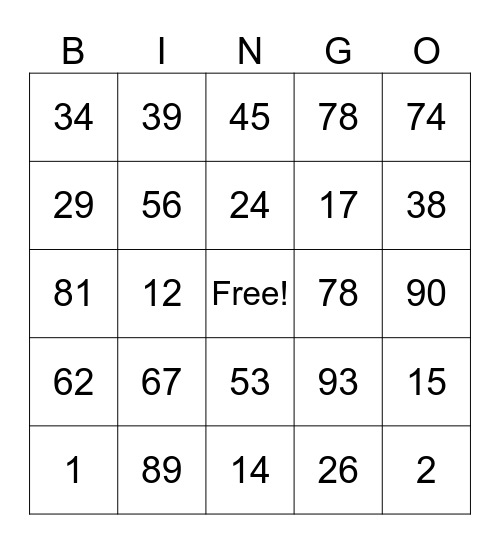 Jar Wars Bingo Night Bingo Card