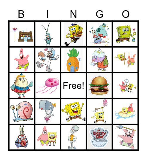 Spongebob Bingo Card