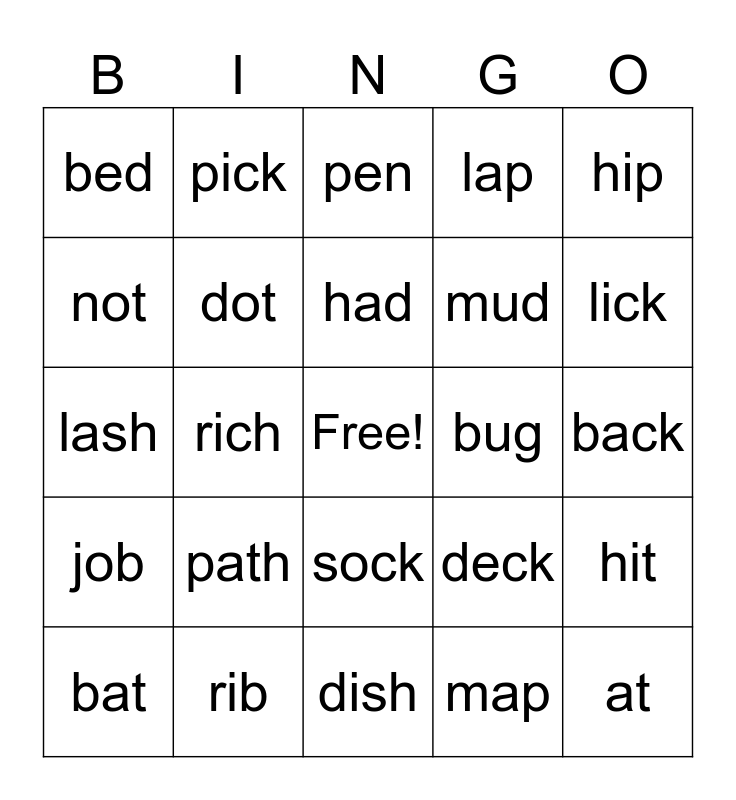 Words with Digraphs BINGO Card