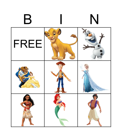 Disney Bingo Card