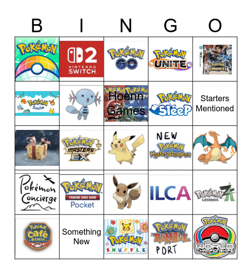 Pokemon Direct 2025 Bingo Card
