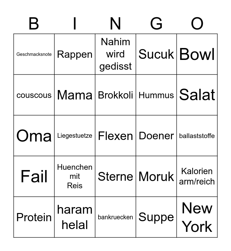 NAHIM SKY Bingo Card