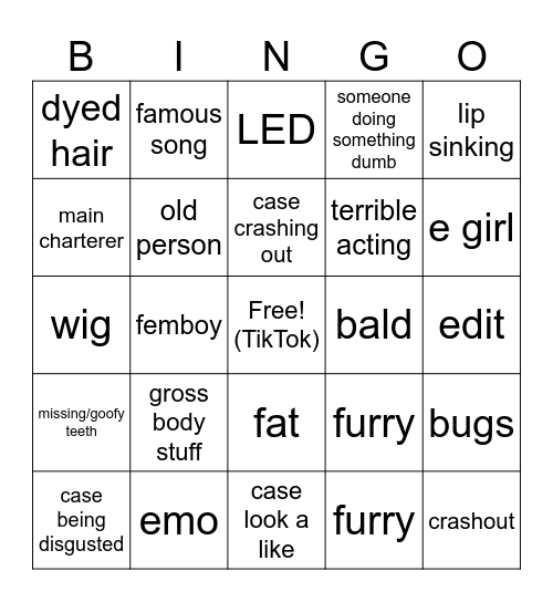 caseoh cringe comp Bingo Card