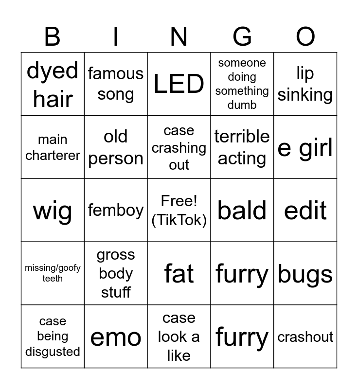 caseoh cringe comp Bingo Card