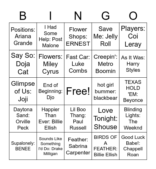 2020's Bingo Card