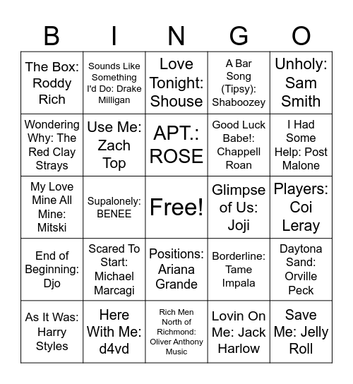2020's Bingo Card