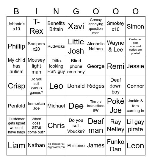 Week 44 Bingo Card