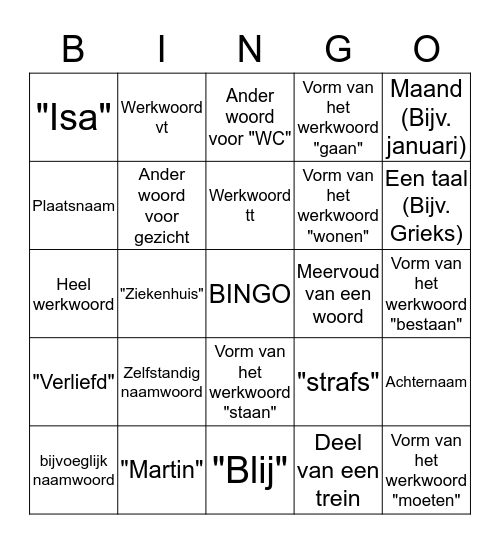 Helden Bingo Card