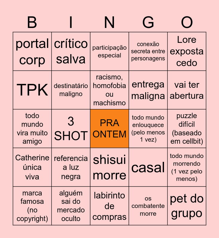 PRA ONTEM Bingo Card