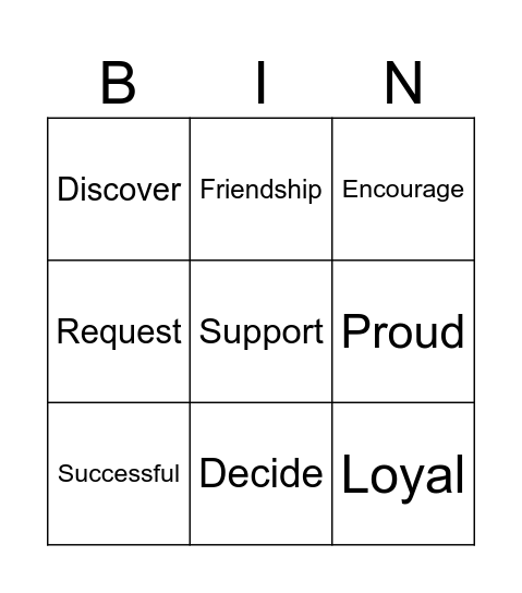 Sentence Formation Bingo Card