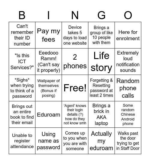 Support Hub Bingo Card