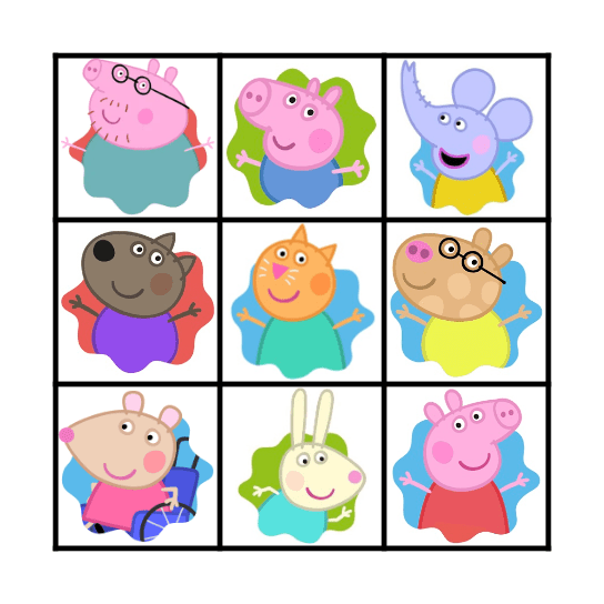 Peppa Pig Matching Game Bingo Card