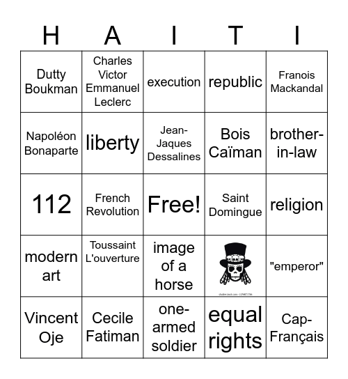 HAITIAN REVOLUTION BINGO Card