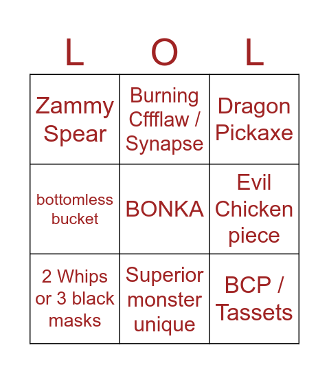 Elbub Army Bingo (Combat Month) Bingo Card