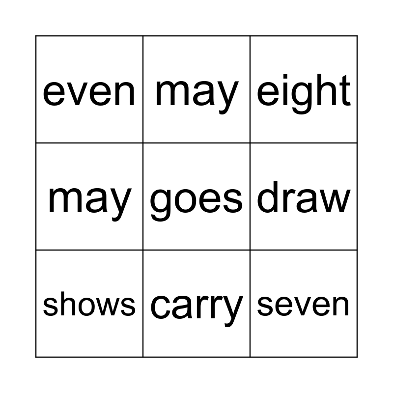 6.3 Bingo Card