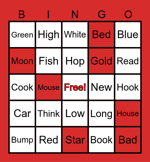 1 Fish 2 Fish Red Fish Blue Fish Bingo Card